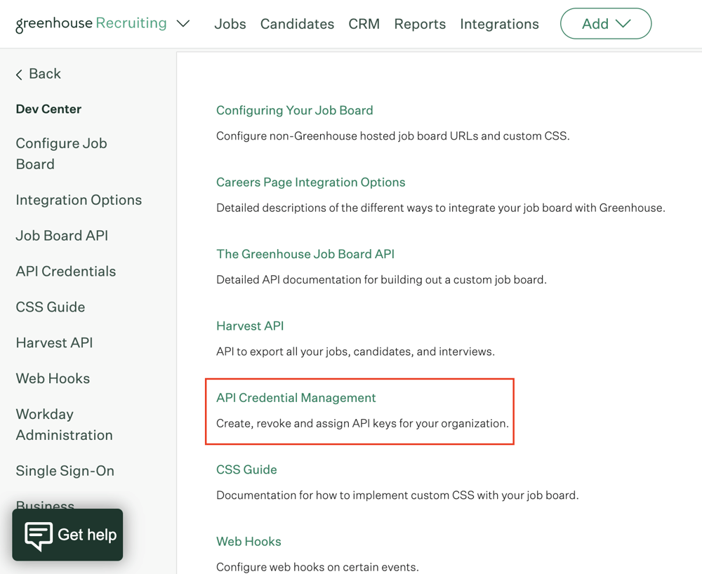 Greenhouse API Setup