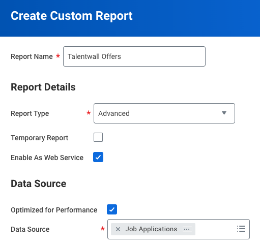 Creating a custom report in Workday - offers