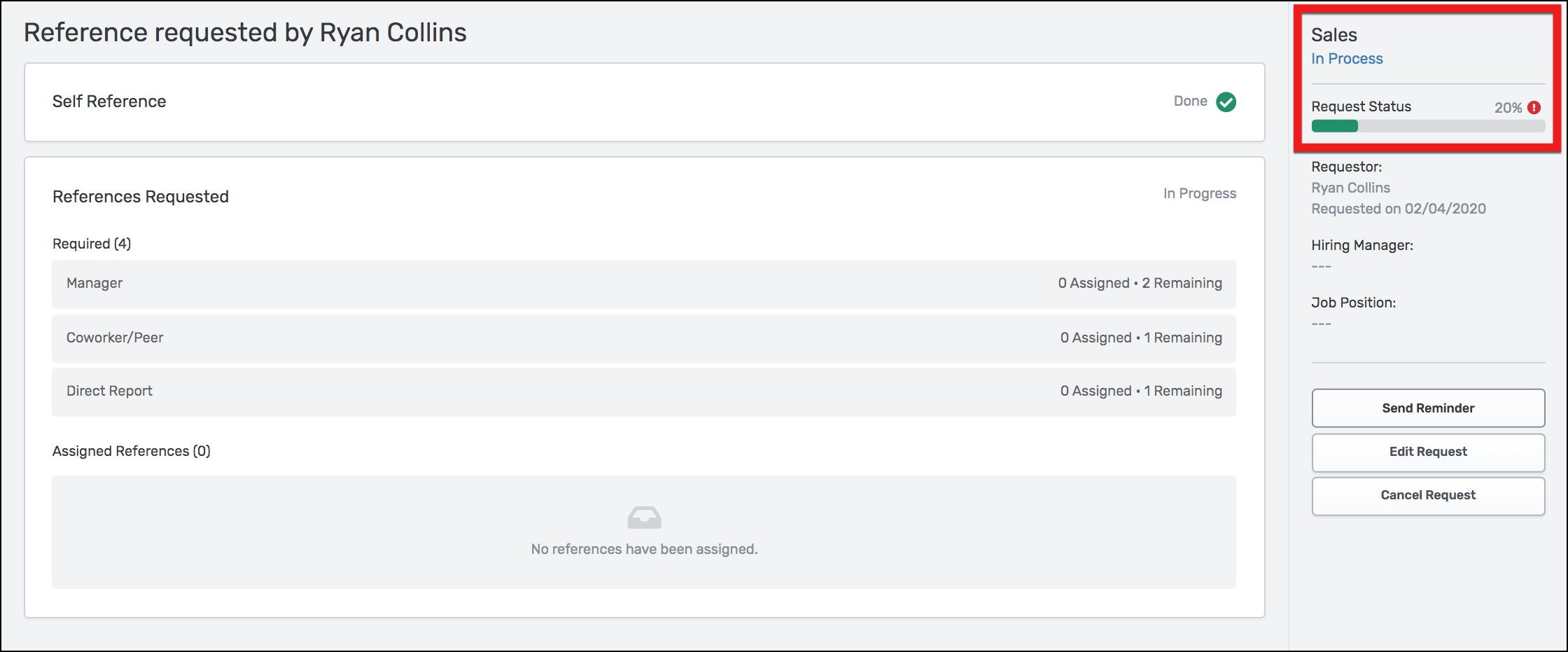 Sending a Reminder to a Reference